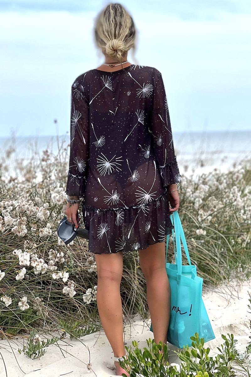 Bata Beach Tule Dente de Leão Preto